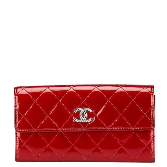 CHANEL | Bags | Chanel Coco Mark Matelasse Patent Leather Long Wallet ...